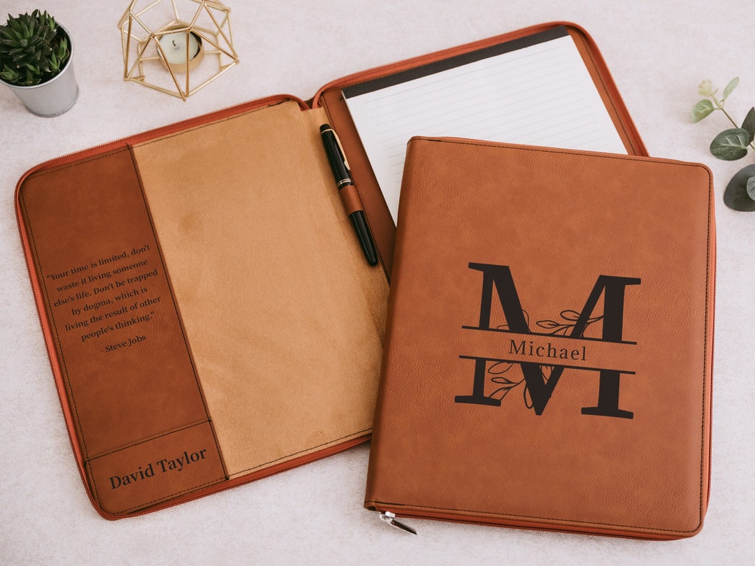 Personalized Leather Portfolio Notebook, Custom Portfolio With ...