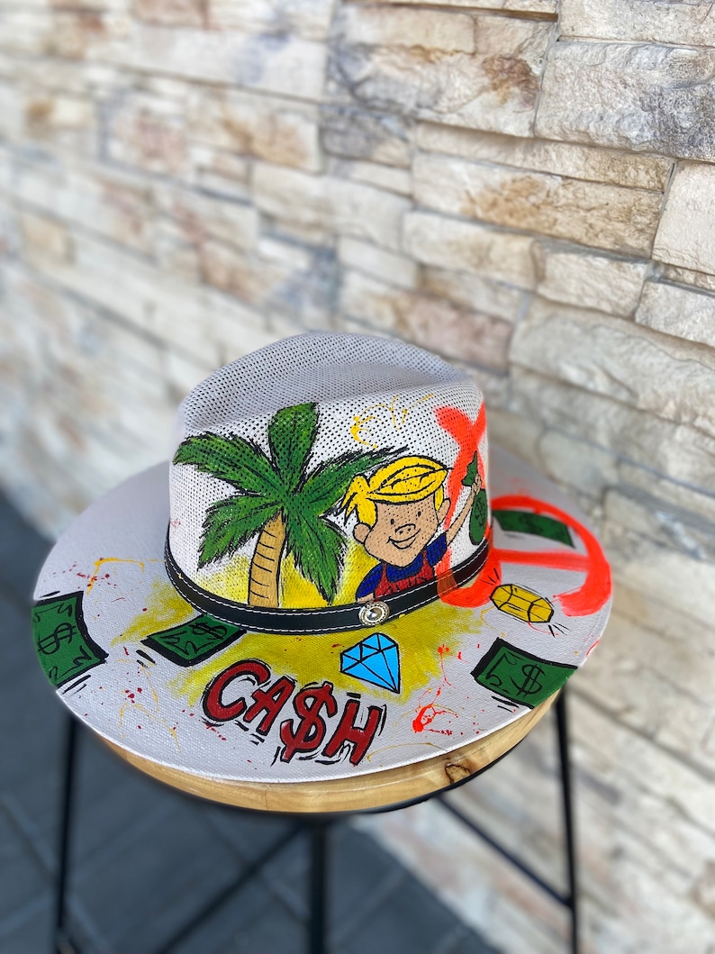 Richie Rich Inspired Hand Painted Boho Artisan Straw Hat Gift for Her ...