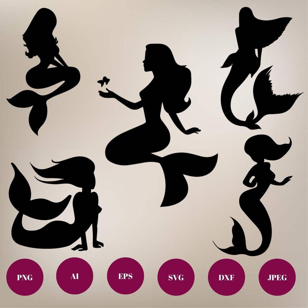 Mermaid Bundle Svg | Mermaid Svg Bundle, Mermaids Svg, Cute Mermaids ...