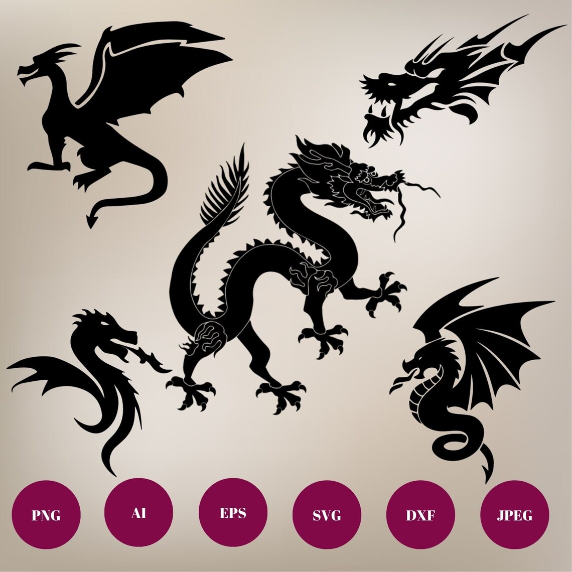 Dragon Svg Bundle, Dragon Svg, Dragon Cut File, Dragons Head, Dragon ...