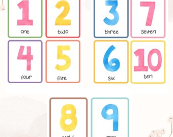 Numbers Flash Cards, Preschool Counting Flash Cards, Count and Clip ...