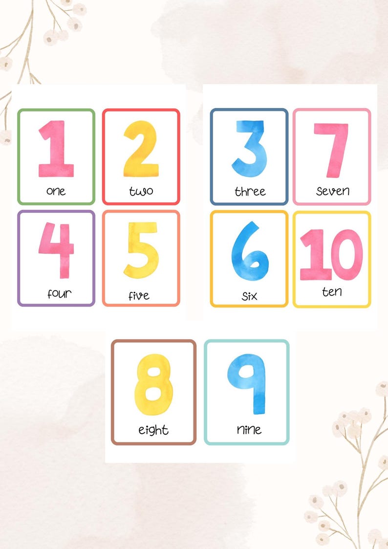 Numbers Flash Cards, Preschool Counting Flash Cards, Count and Clip ...