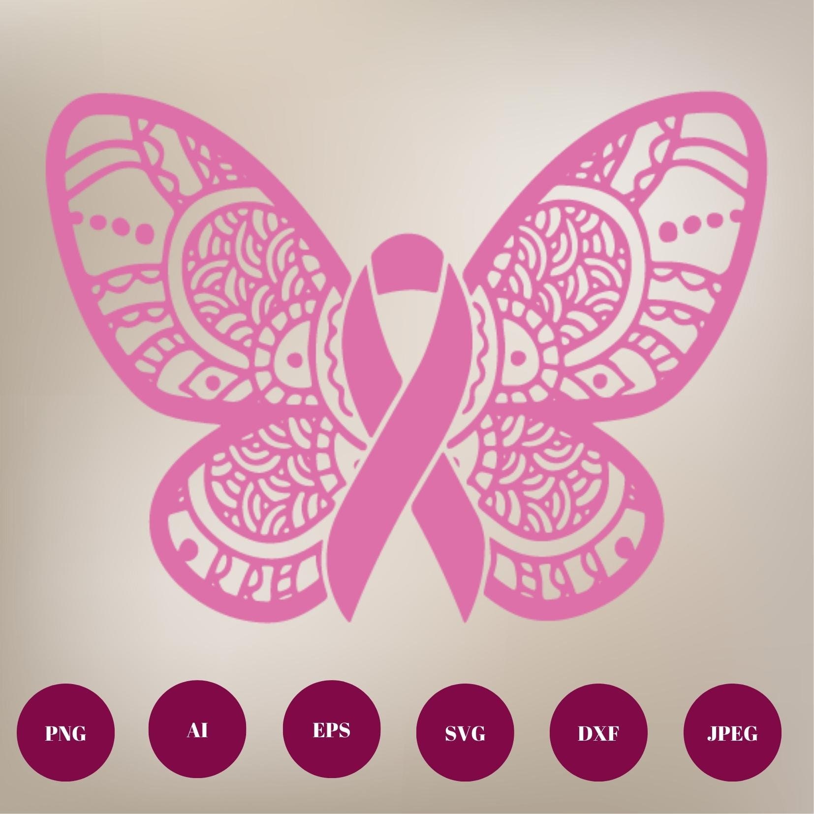 Breast Cancer Svg / Cancer Butterfly Svg / Pink Ribbon Svg /instant ...