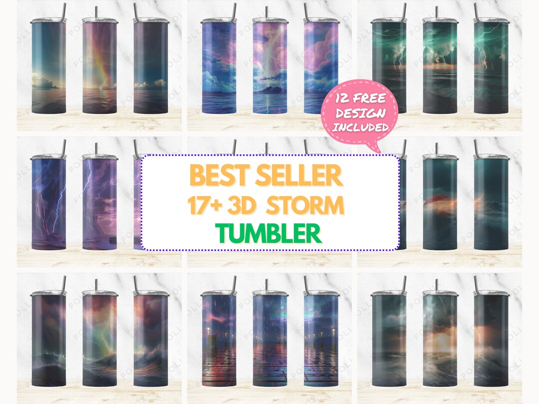 3D Bundle Storm Tumbler Wrap Design, Lightning Thunderstorm 20oz ...