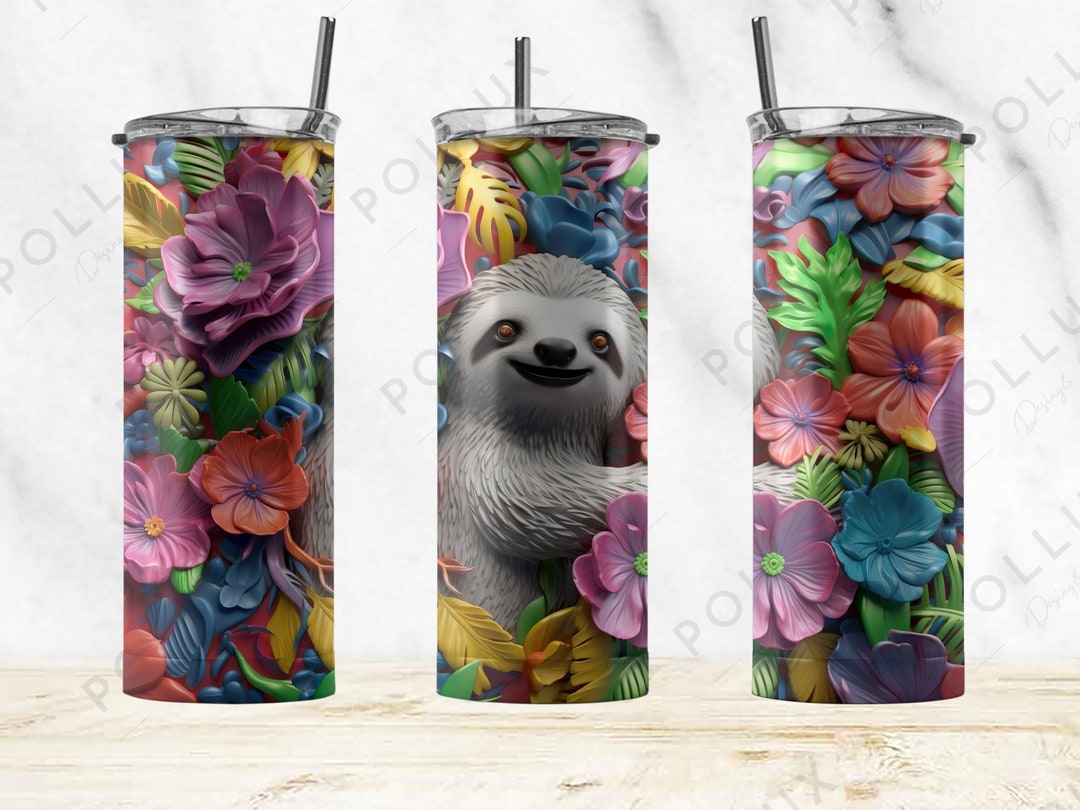 3D Sloth Tumbler Wrap Bundle Feelin Slothy 20 Oz Skinny - Etsy
