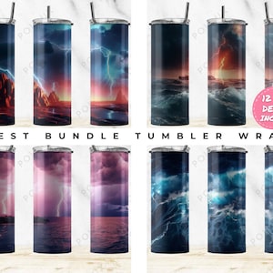 3D Bundle Storm Tumbler Wrap Design, Lightning Thunderstorm 20oz ...