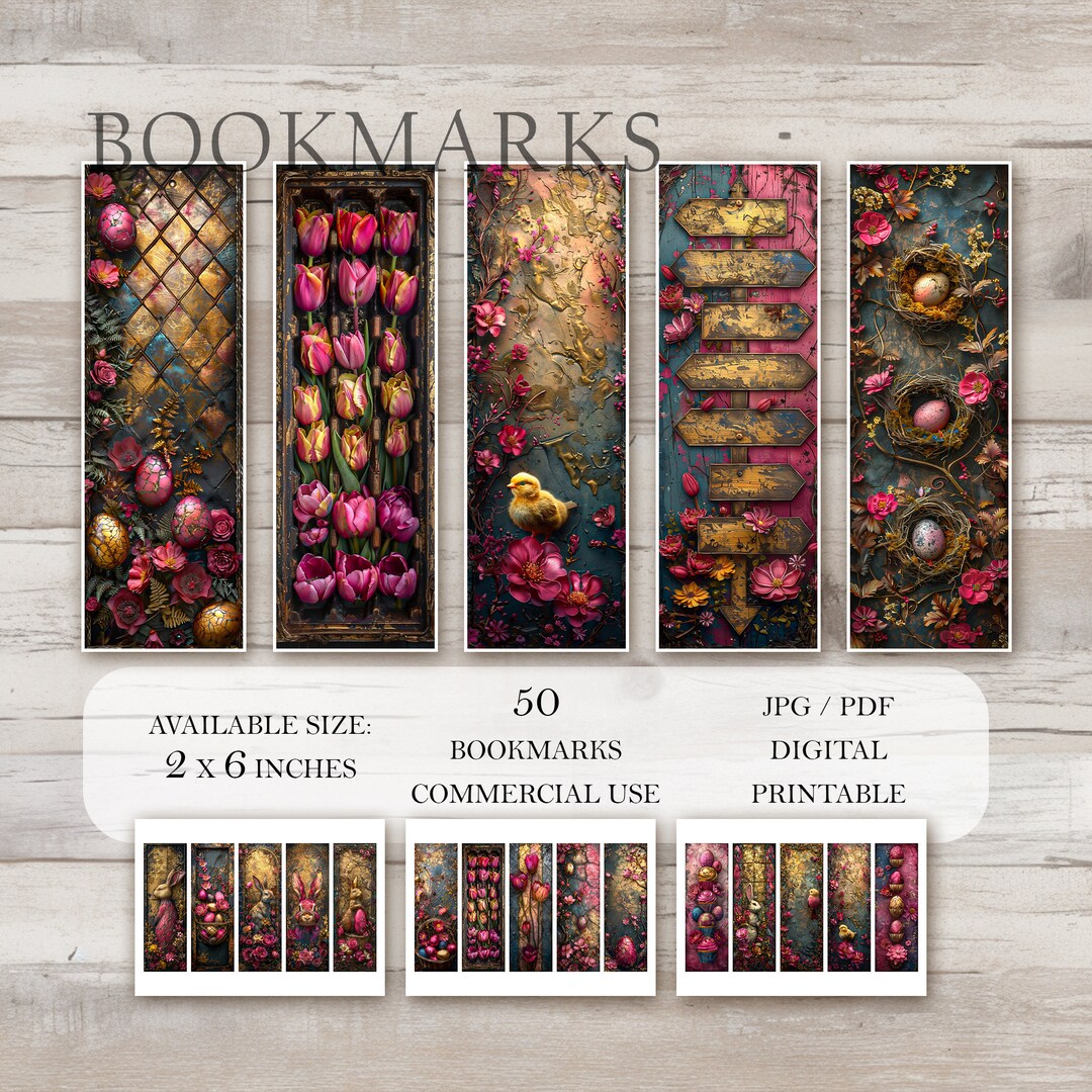 Dark Violet Easter Printable Bookmarks Set of 50 Elegant Designs for ...