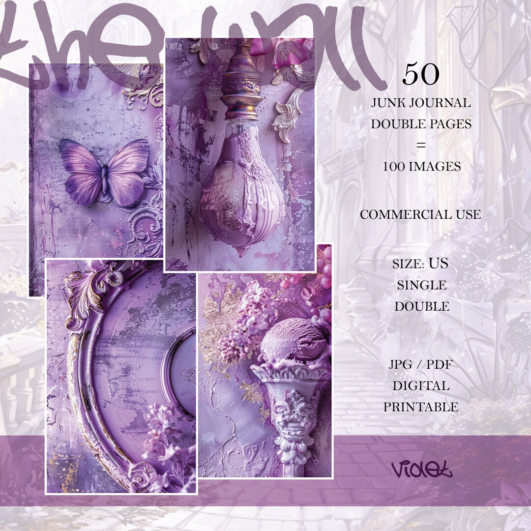 Printable Purple Papers in Us Size, Double Pages, Backgrounds ...