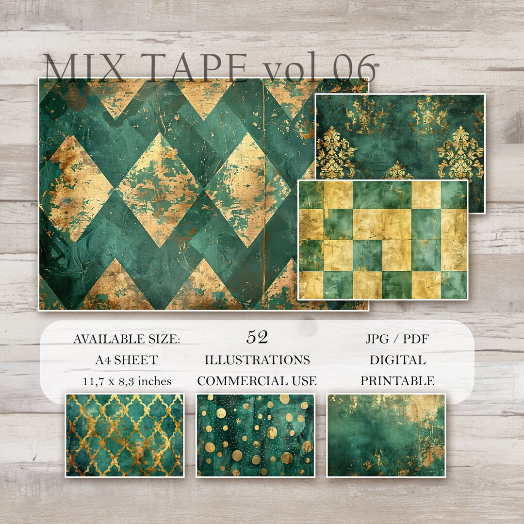 Printable Paper Green Theme, 52 Sheets, Big Bundle Backgrounds, Digital ...