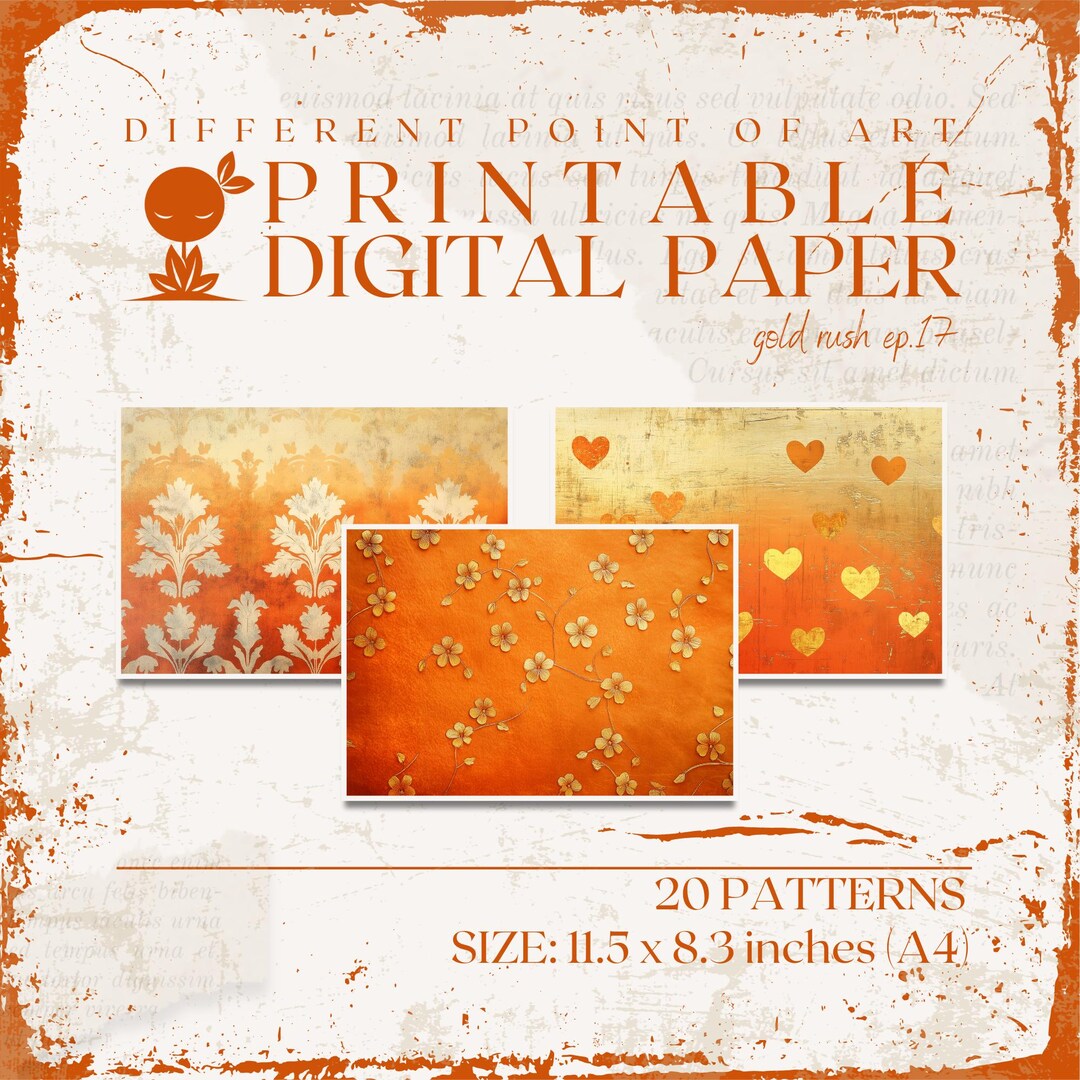 Printable Patterns in A4 Size, Orange and Golden Colors for ...