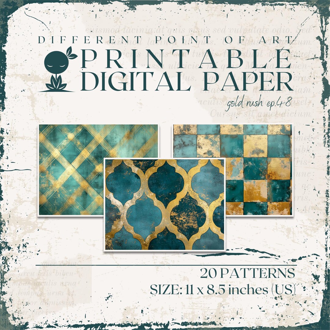 Printable Patterns in US Size, Turqoise and Golden Colors for ...