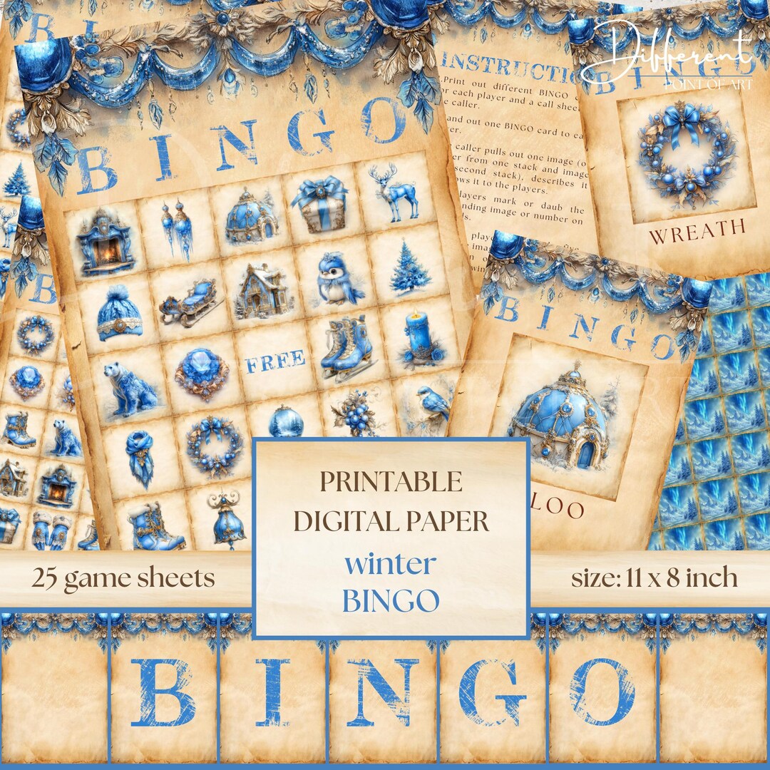 Printable 25 Winter Bingo Cards, Winter Bingo Board Activity for Adults ...