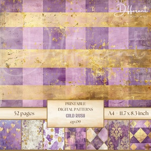 Pastel Purple Theme, 52 Sheets, Big Bundle Damask Pattern, Stripes ...