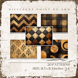 Printable Patterns in A4 Size, Brown and Golden Colors for Scrapbooking ...