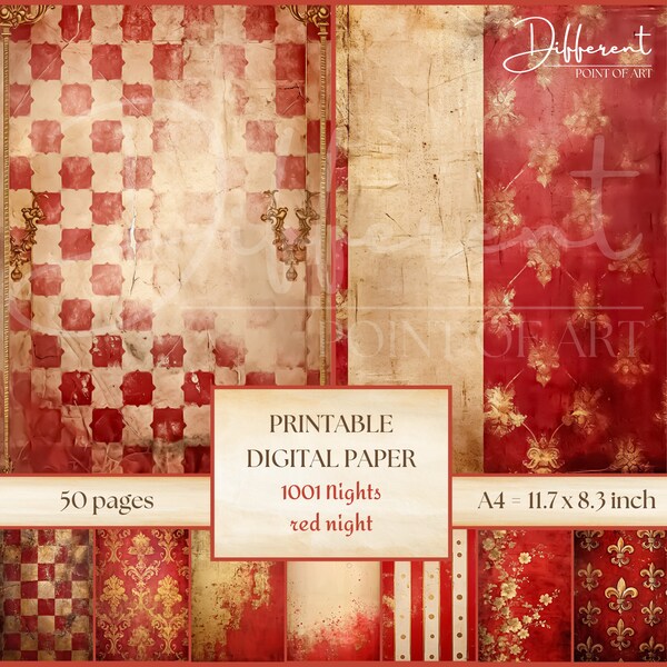 Red Damask Paper - Etsy