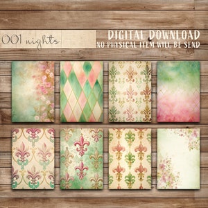 Printable Paper Green Pink Theme, 50 Sheets, Big Bundle Backgrounds ...