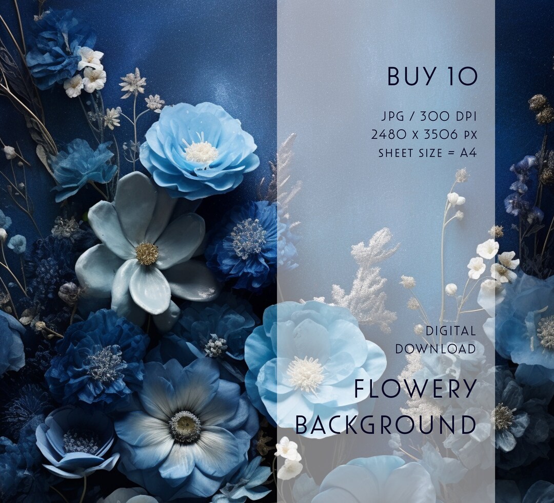 Small Bundle 10 Floral Backdrop, Dark Blue, Commercial Use, A4 - Etsy