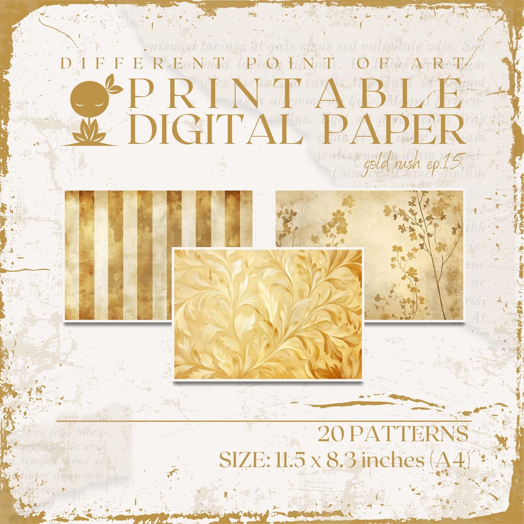 Printable Patterns in A4 Size, Beige and Golden Colors for Scrapbooking ...