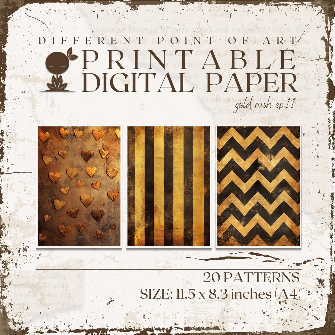 Printable Patterns in A4 Size, Brown and Golden Colors for Scrapbooking ...