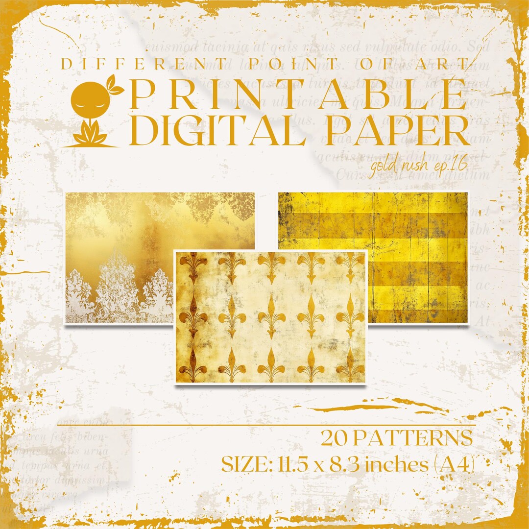 Printable Patterns in A4 Size, Yellow and Golden Colors for ...