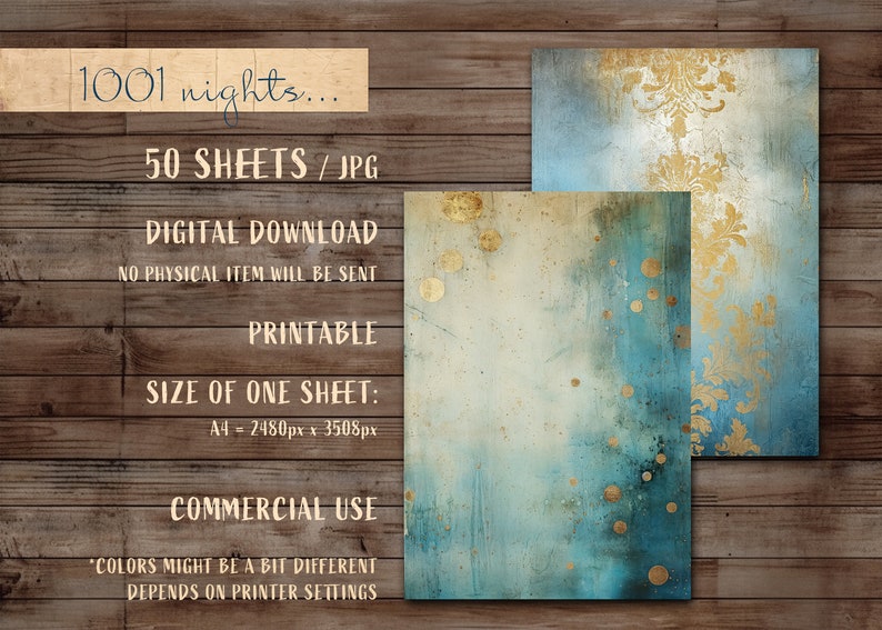 Printable Blue Paper 50 Sheets Big Bundle Damask Pattern - Etsy Australia