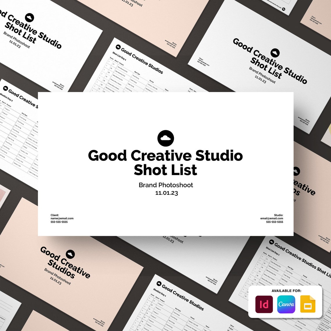 Photoshoot Shot List Template for Indesign, Canva and Google Slides - Etsy