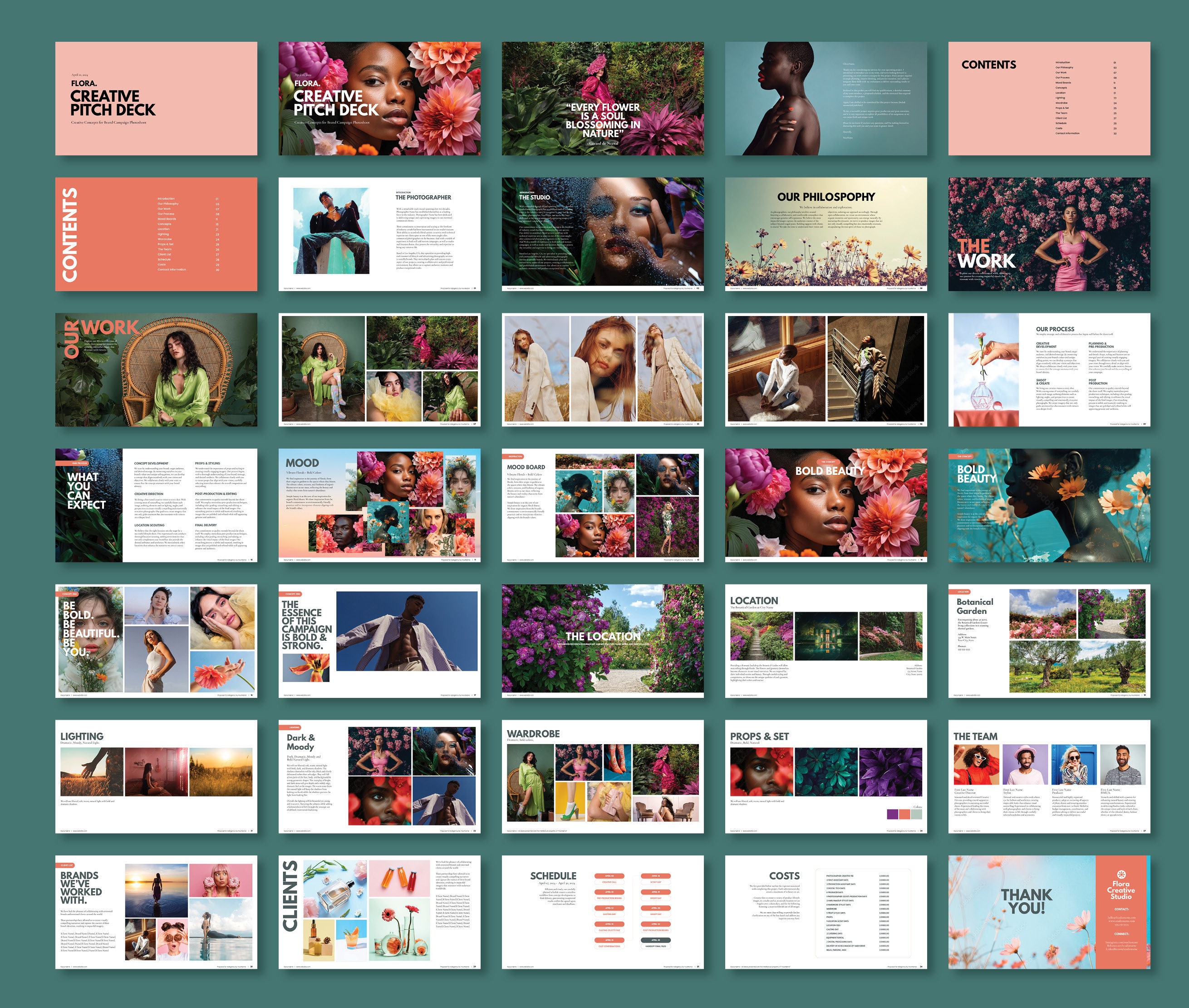 Flora | Premium Pitch Deck & Proposal Template for Indesign and Canva ...