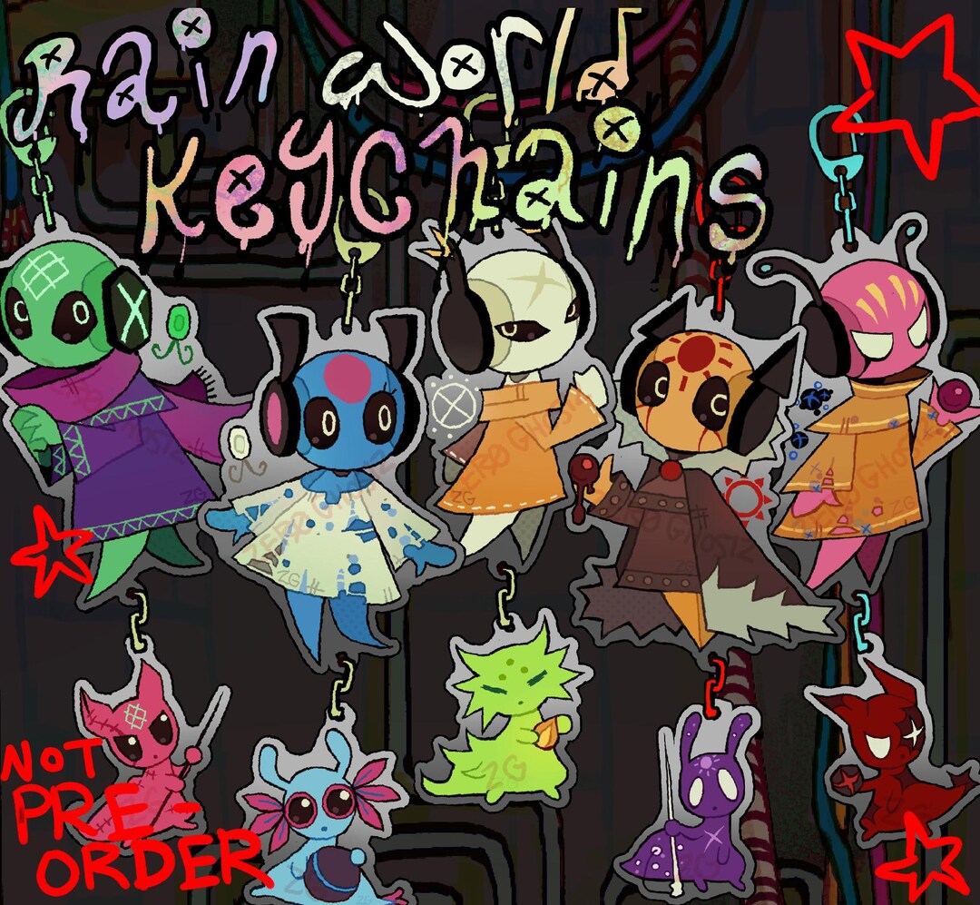 Rain World Iterator & Slugcat Connected Acrylic Charms READ DESCRIPTION ...