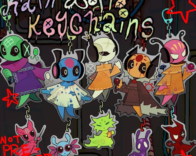 Rain World Iterator & Slugcat Connected Acrylic Charms READ DESCRIPTION ...