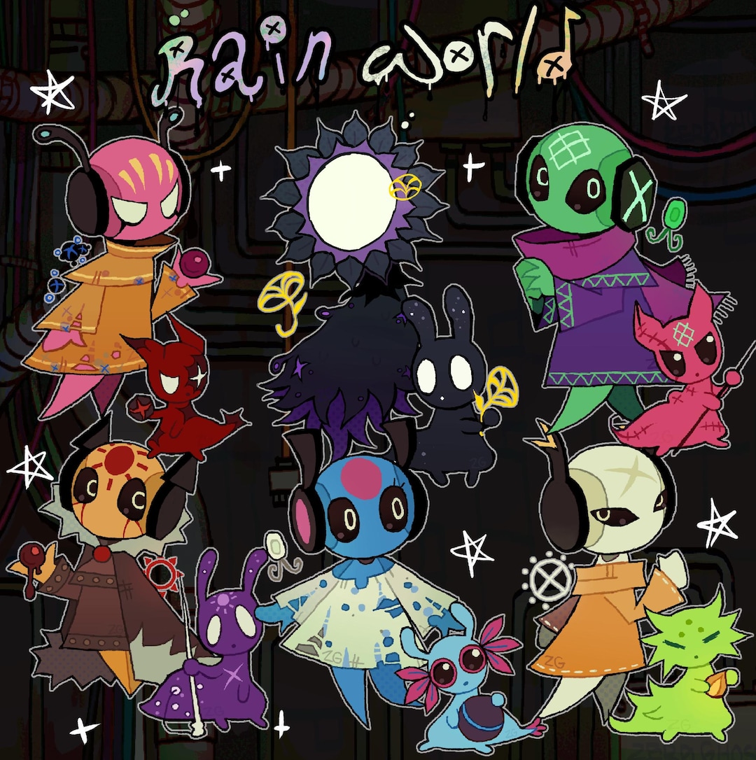 Rain World Iterator & Slugcat Connected Acrylic Charms READ DESCRIPTION ...