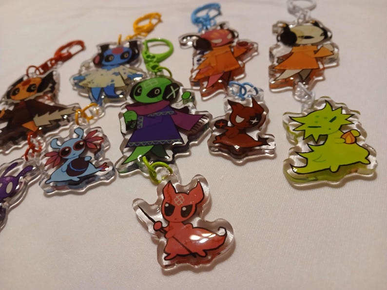Rain World Iterator & Slugcat Connected Acrylic Charms READ DESCRIPTION ...