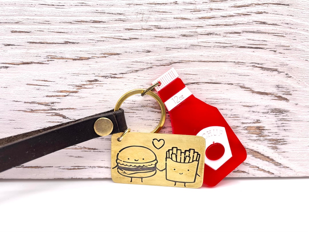 Fast Food Hamburger and Fries Keychain Ketchup Keychain Leathet ...