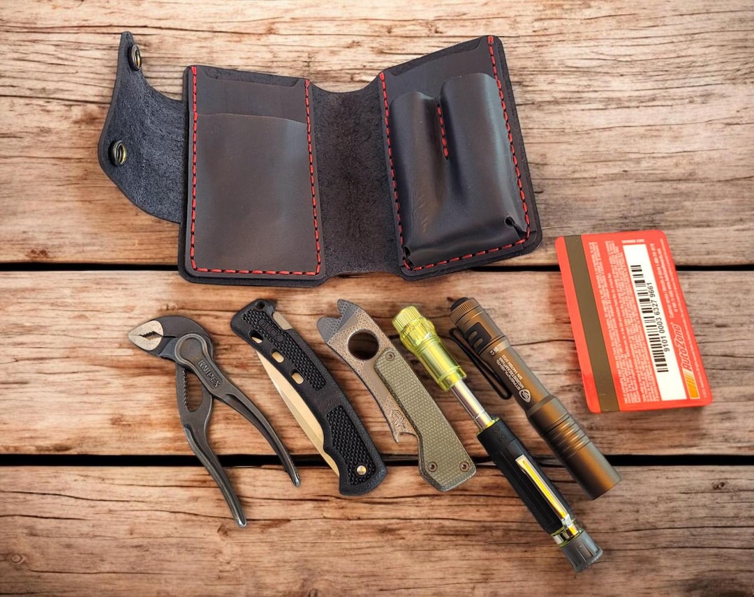 EDC Pocket Organizer - EDC Pouch - Flashlight Sheath - EDC Leather ...