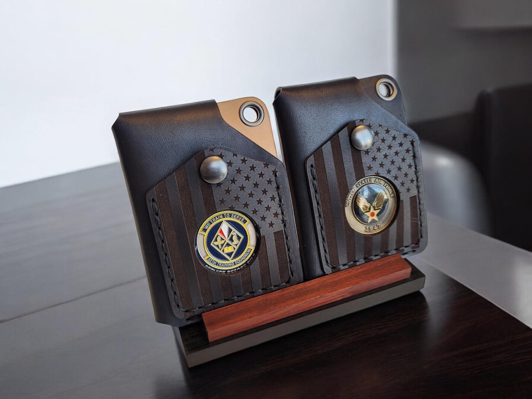 Blind Dog Challenge Coin Wallet. Leather Minimalist Wallet. Leather EDC ...