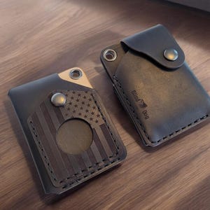 Blind Dog Challenge Coin Wallet. Leather Minimalist Wallet. Leather EDC ...