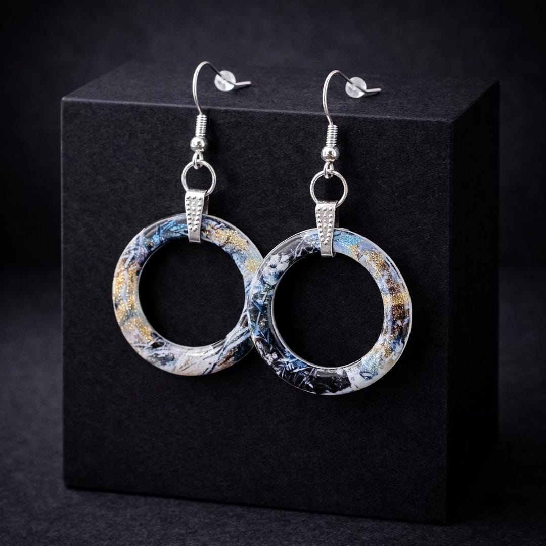 Purple Orbit Hoops — Metallic Rings With Cosmic Shine - Etsy