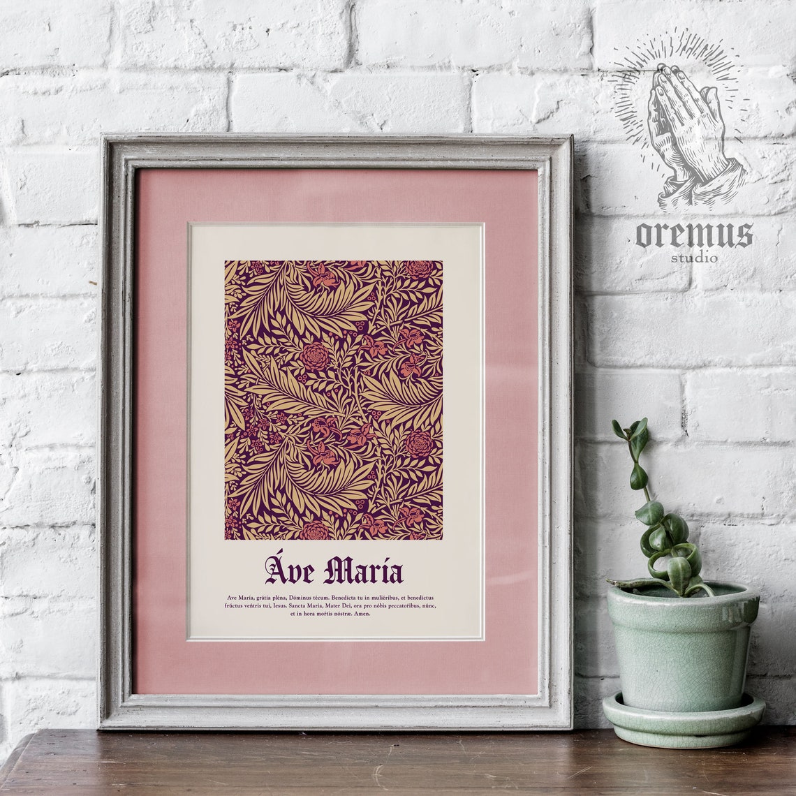 Ave Maria - Hail Mary Latin Catholic Prayer, Catholic Poster, Catholic ...