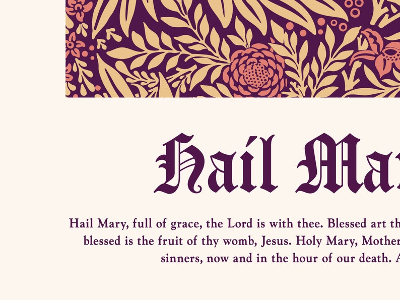 Hail Mary English Printable | Catholic Digital Art | Catholic Home ...