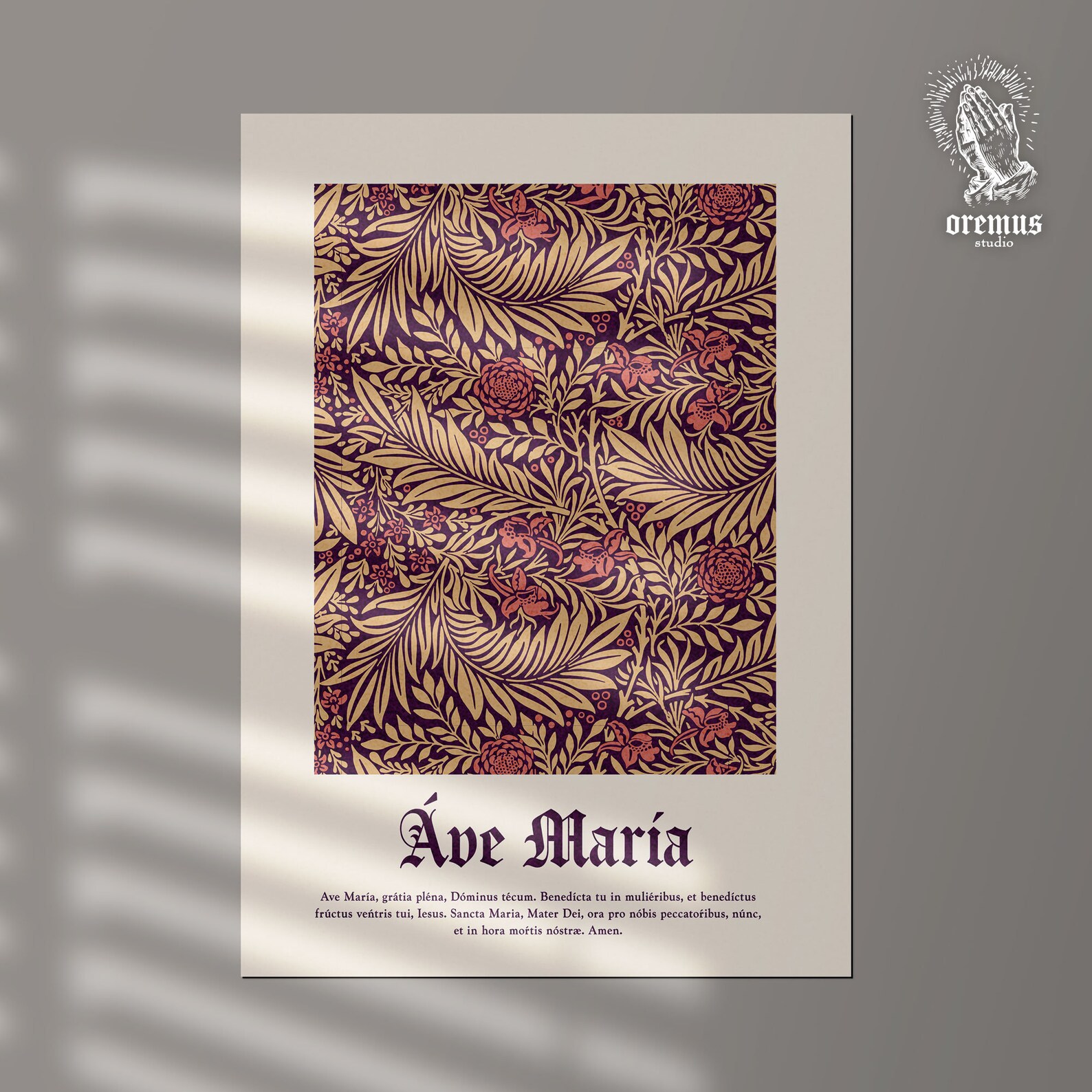 Ave Maria - Hail Mary Latin Catholic Prayer, Catholic Poster, Catholic ...