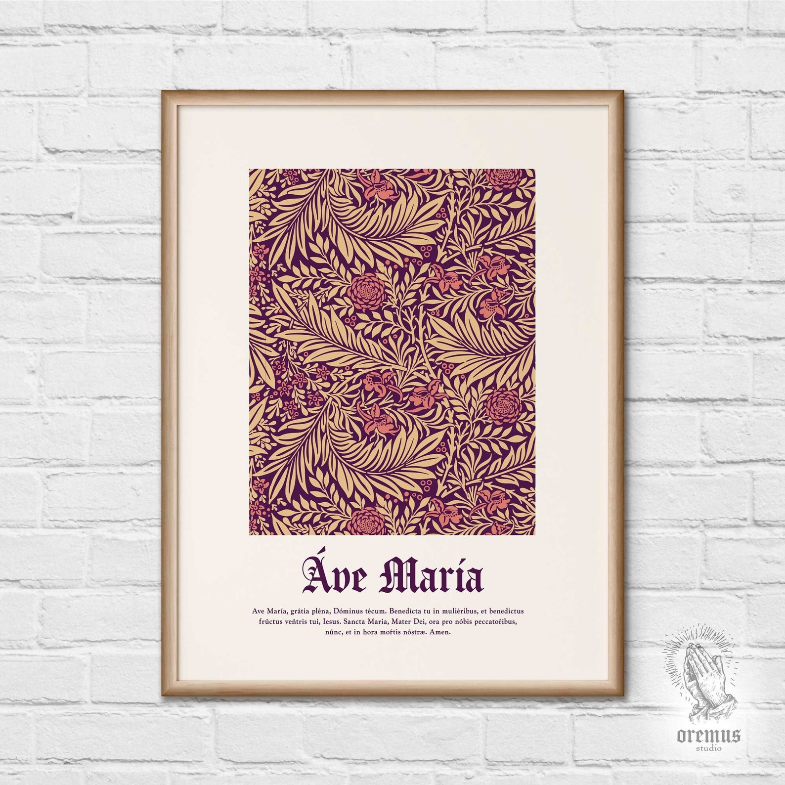 Ave Maria - Hail Mary Latin Catholic Prayer, Catholic Poster, Catholic ...