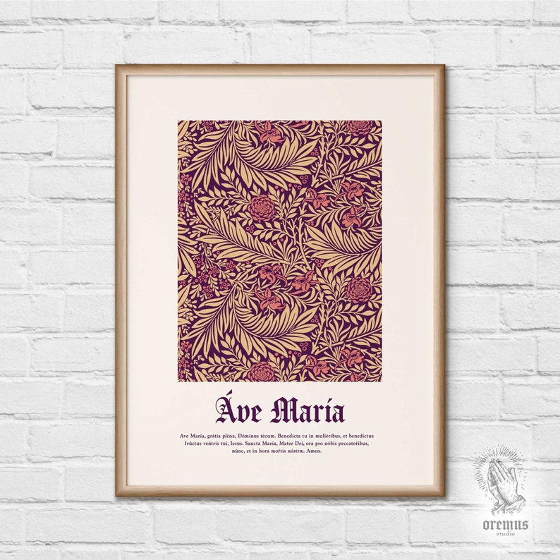 Ave Maria - Hail Mary Latin Catholic Prayer, Catholic Poster, Catholic ...