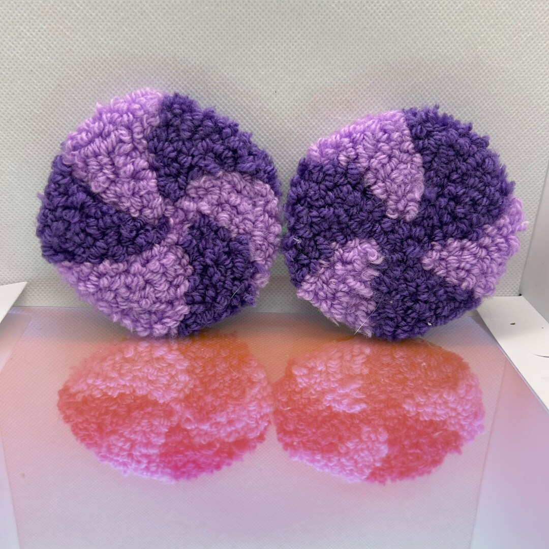Purple Candy Pinwheel Car Coaster Hand Punch Needled - Etsy