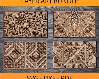 Layered Art Laser Cut Bundle, 4 Multilayer SVG Vector Drawing, Layers ...