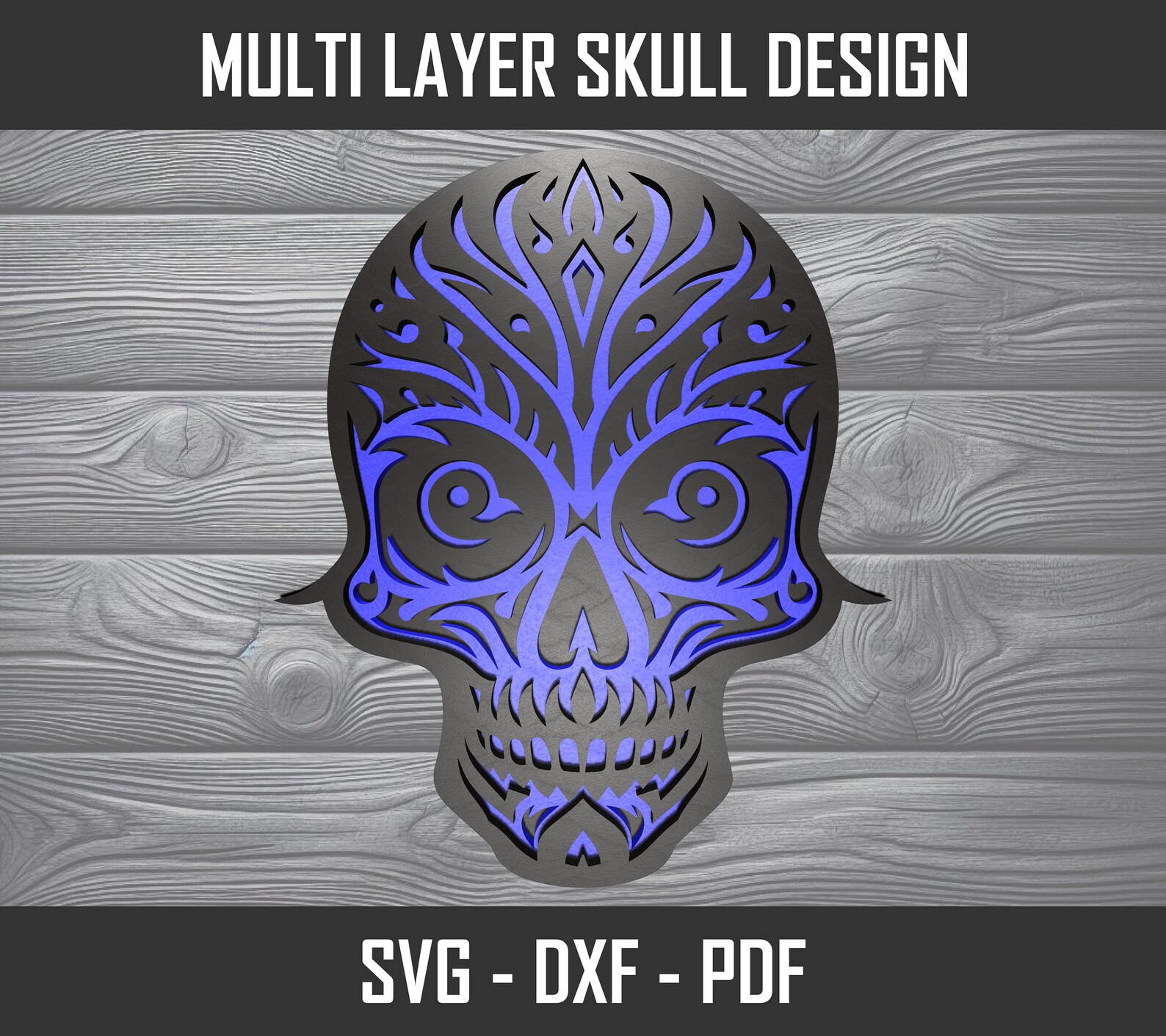 Multi Layer Skull Design, Laser Ready Files for Laser-cutting, Layered ...