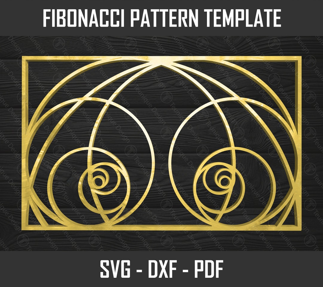 Fibonacci Sequence Vector Design, Golden Ratio Pattern Laser Cut DXF ...