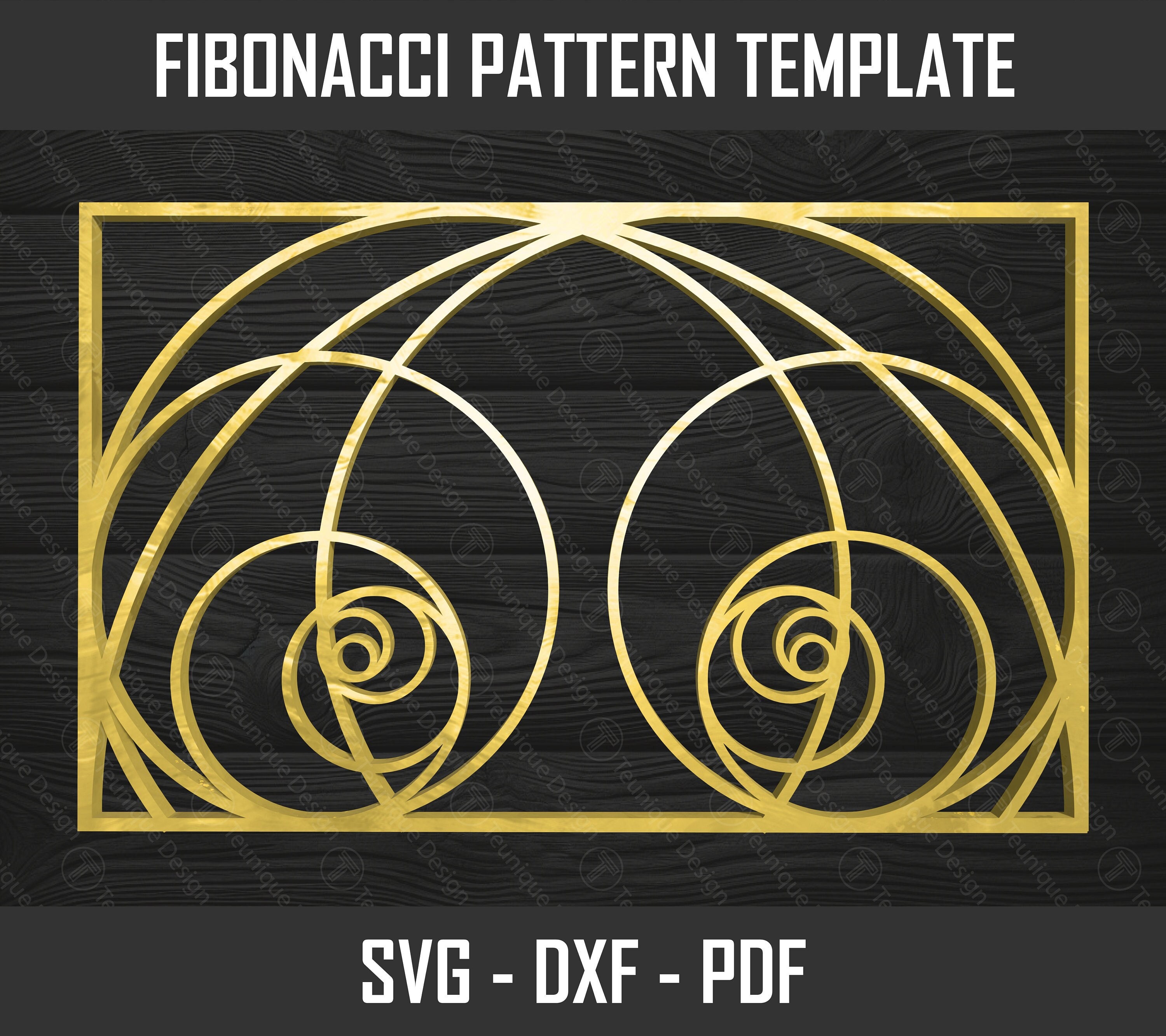 Fibonacci Sequence Vector Design, Golden Ratio Pattern Laser Cut DXF ...