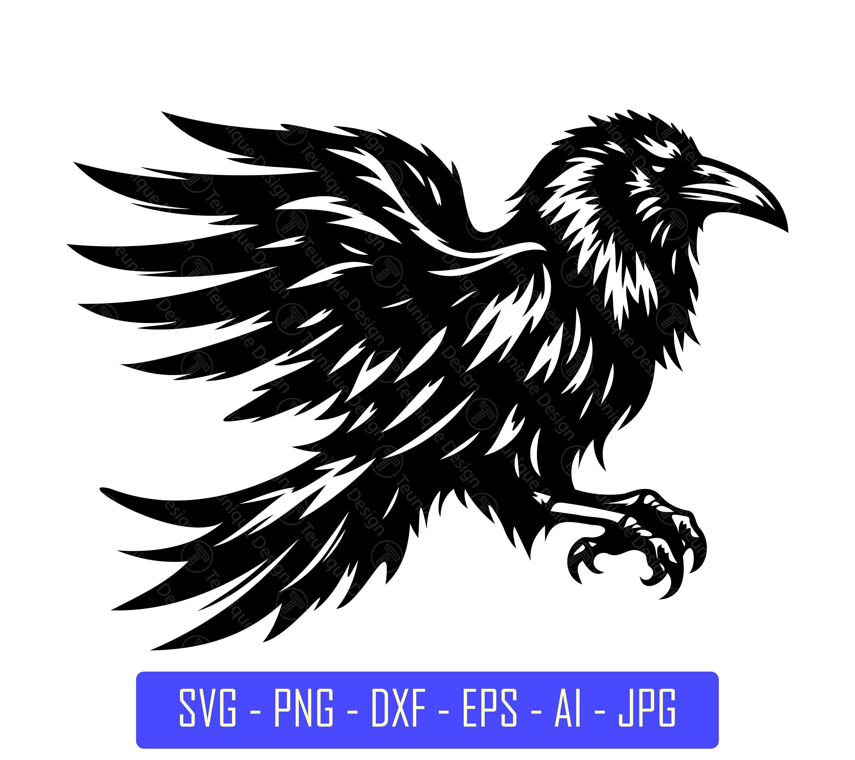 Raven Crow Cut Files for Cricut, Laser SVG Bird Design, T-shirt ...