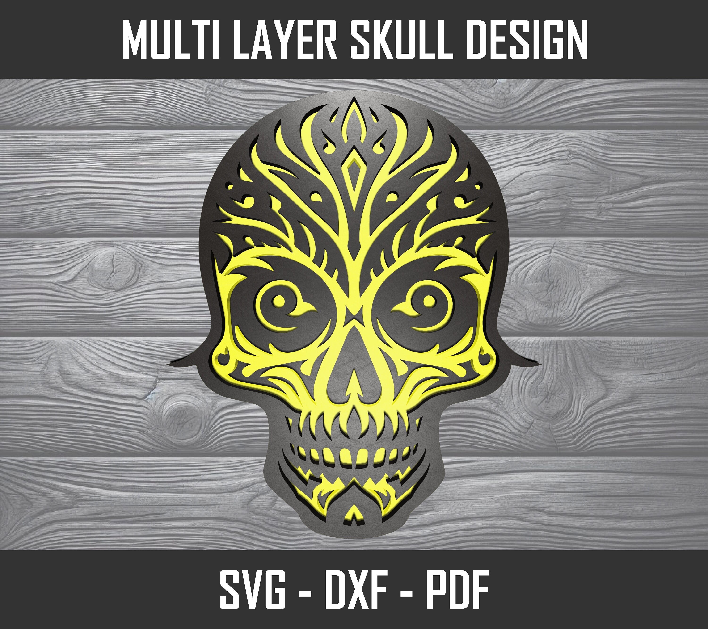 Multi Layer Skull Design, Laser Ready Files for Laser-cutting, Layered ...