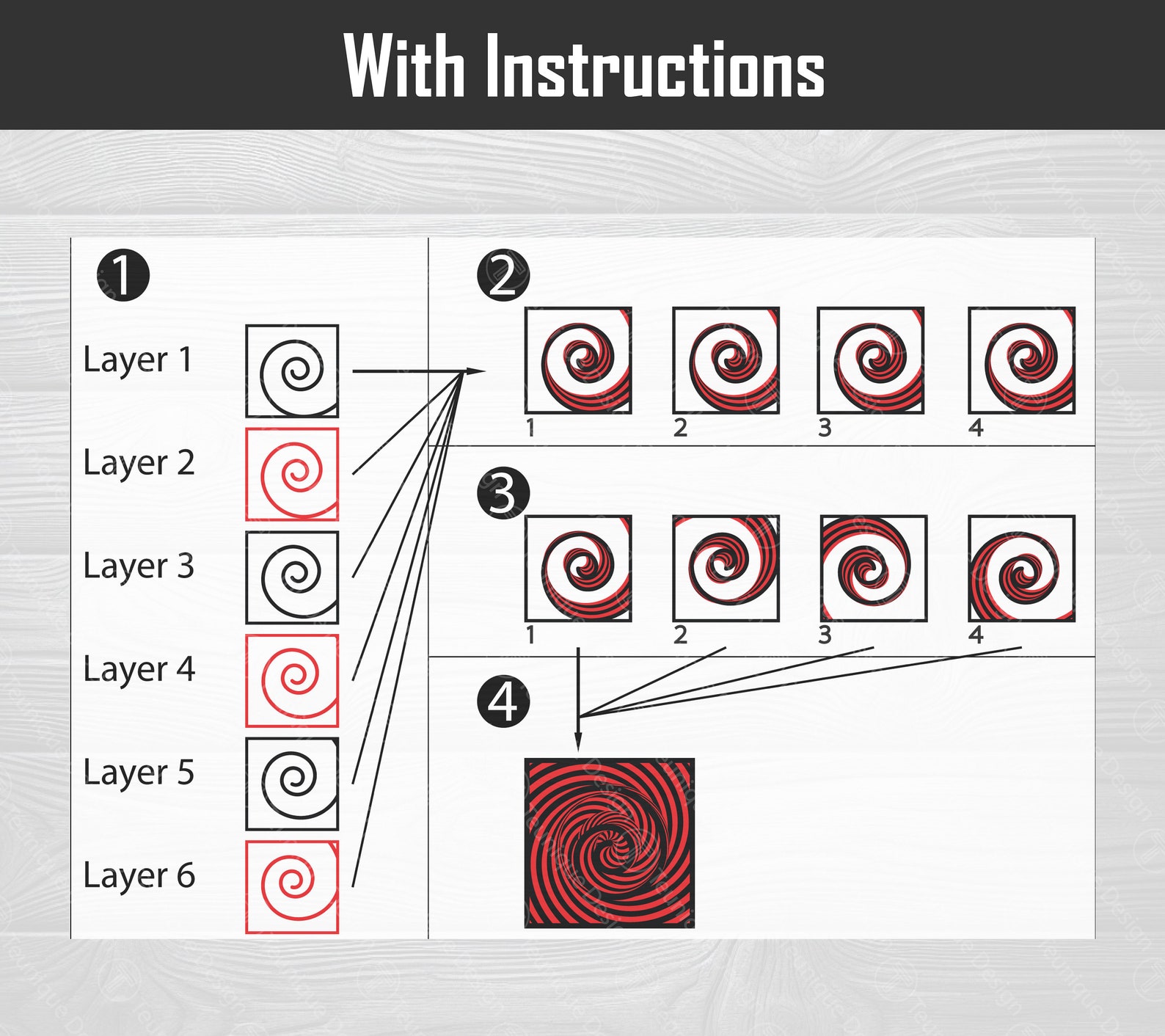 Layered Wall Art Spiral Laser Cut File, Multilayer Helix SVG Vector ...