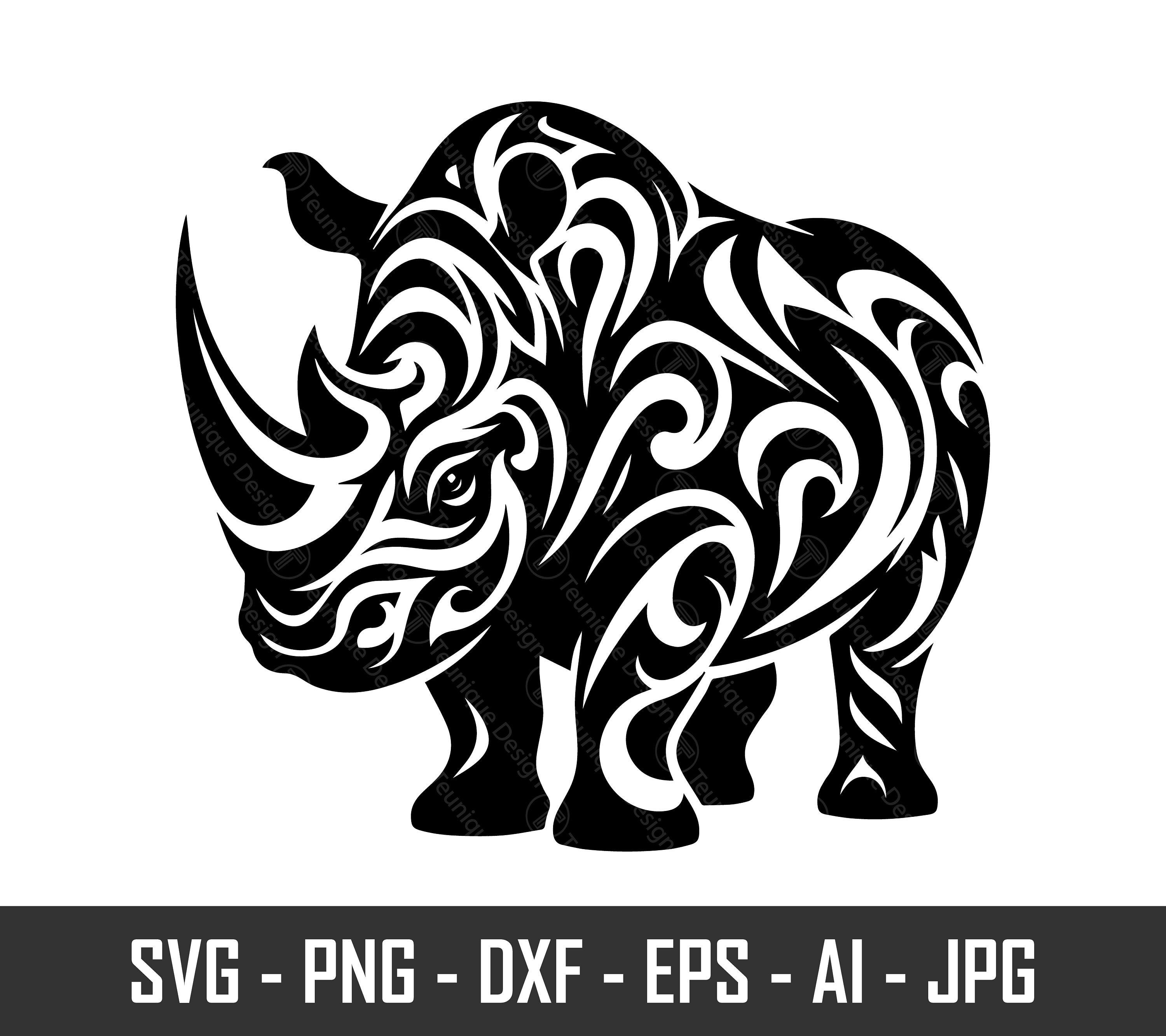 Rhino SVG Rhinoceros SVG, Tribal Art Silhouette, Cut Files for Cricut ...